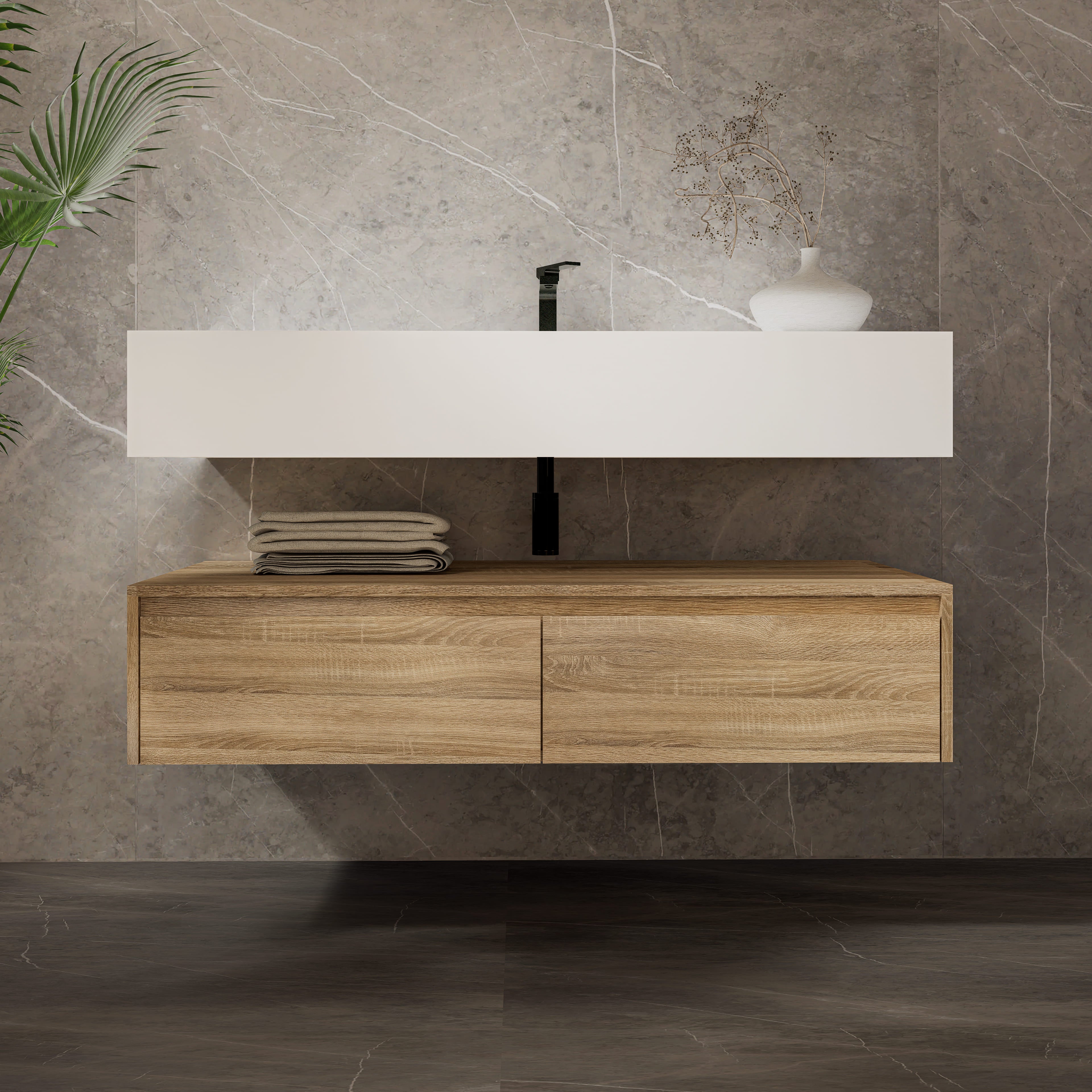48" Floating Vanity - Sintered Stone Basin & Plywood Cabinet – NeoNova ...