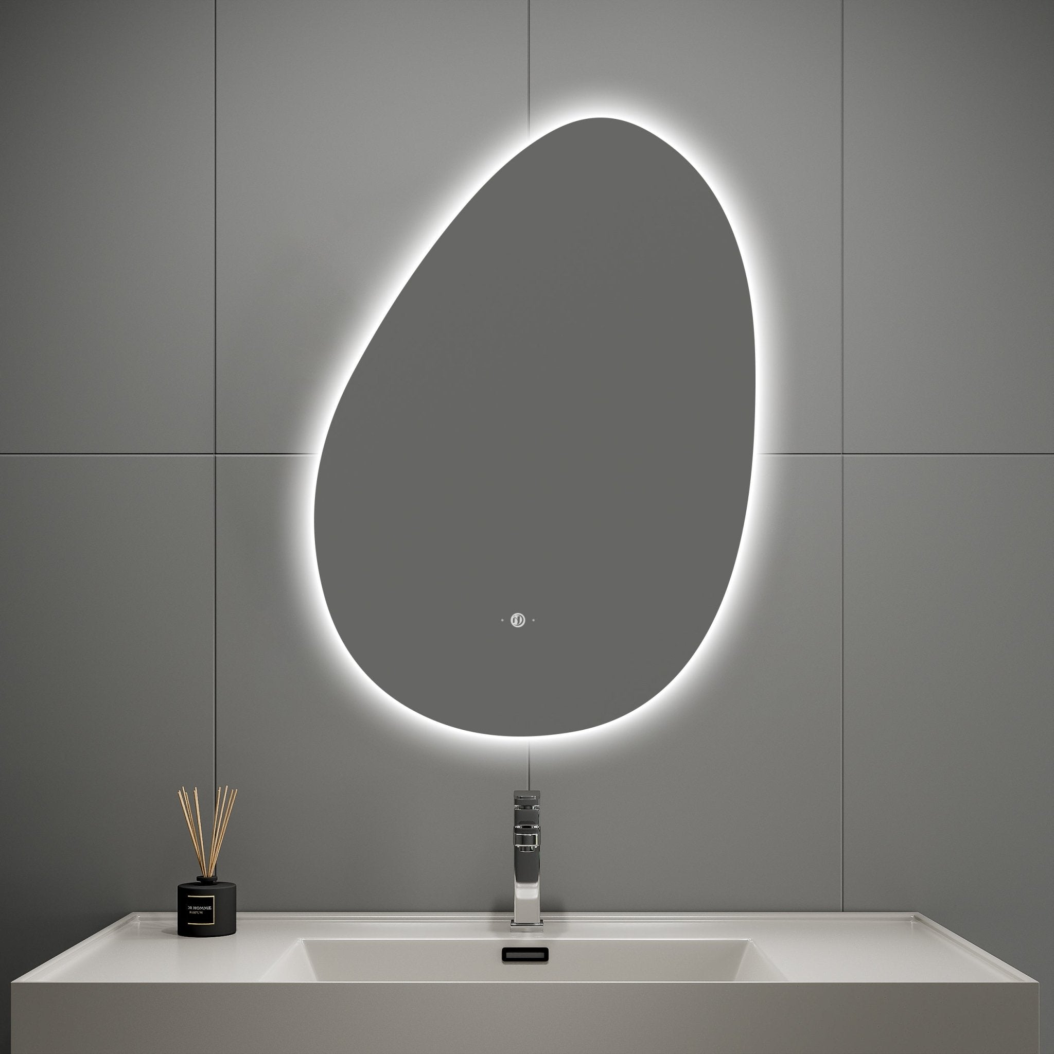 Asymmetrical LED Mirror –Wave Sensor & Backlit – NeoNova Decor