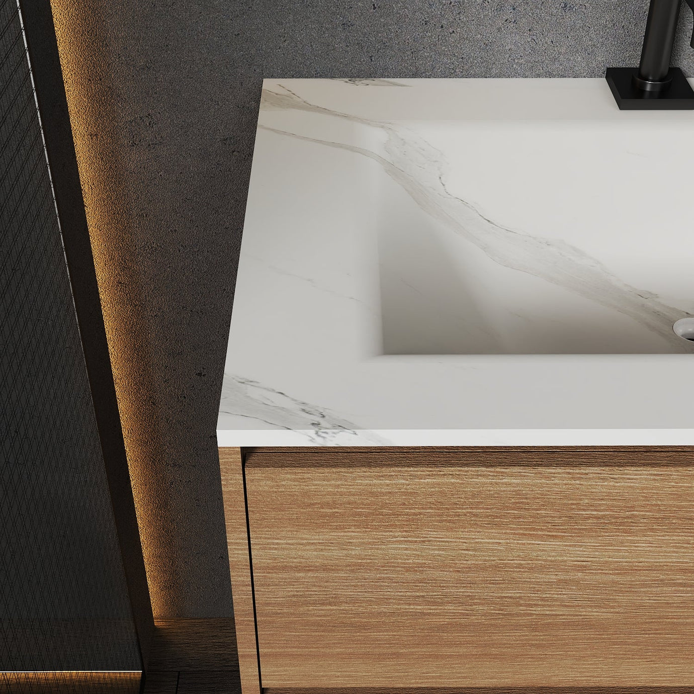 Integrated Sintered Stone Top with Floating Bathroom Vanity – NeoNova Decor