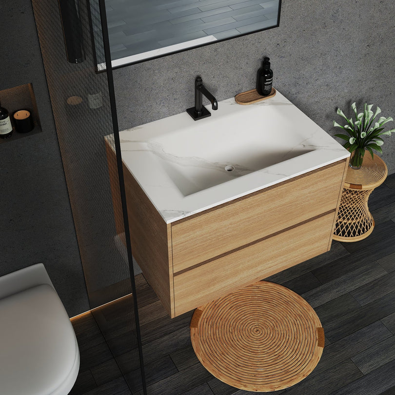 Integrated Sintered Stone Top with Floating Bathroom Vanity – NeoNova Decor